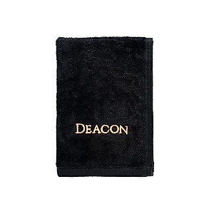 Embroidered Hand Towels - 'Deacon' - Gifts For Pastor, Clergy, & Ministers - Pastor Towel - Cotton Towel - Black With Gold Lettering