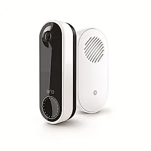 Arlo Essential Wireless Video Doorbell & Chime 2 Bundle, 1080p HD doorbell Camera HD, 2-Way Audio, Package Detection, Motion Detection and Alerts, Built-in Siren, Night Vision, AVDK2001, White