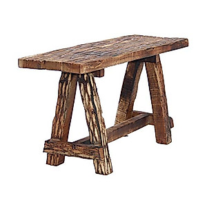 The Urban Port Wooden Garden Patio Bench with Retro Etching, Cappuccino Brown