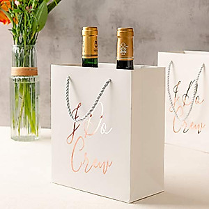 Crisky Bridesmaid Gift Bag Rose Gold, Bride Tribe Gift Bags, Loot Bag, Bachelorette Party Bag, Hen Party Bag, Bridal Shower, Team Bride, Set of 12, 4" x 8" x 9"