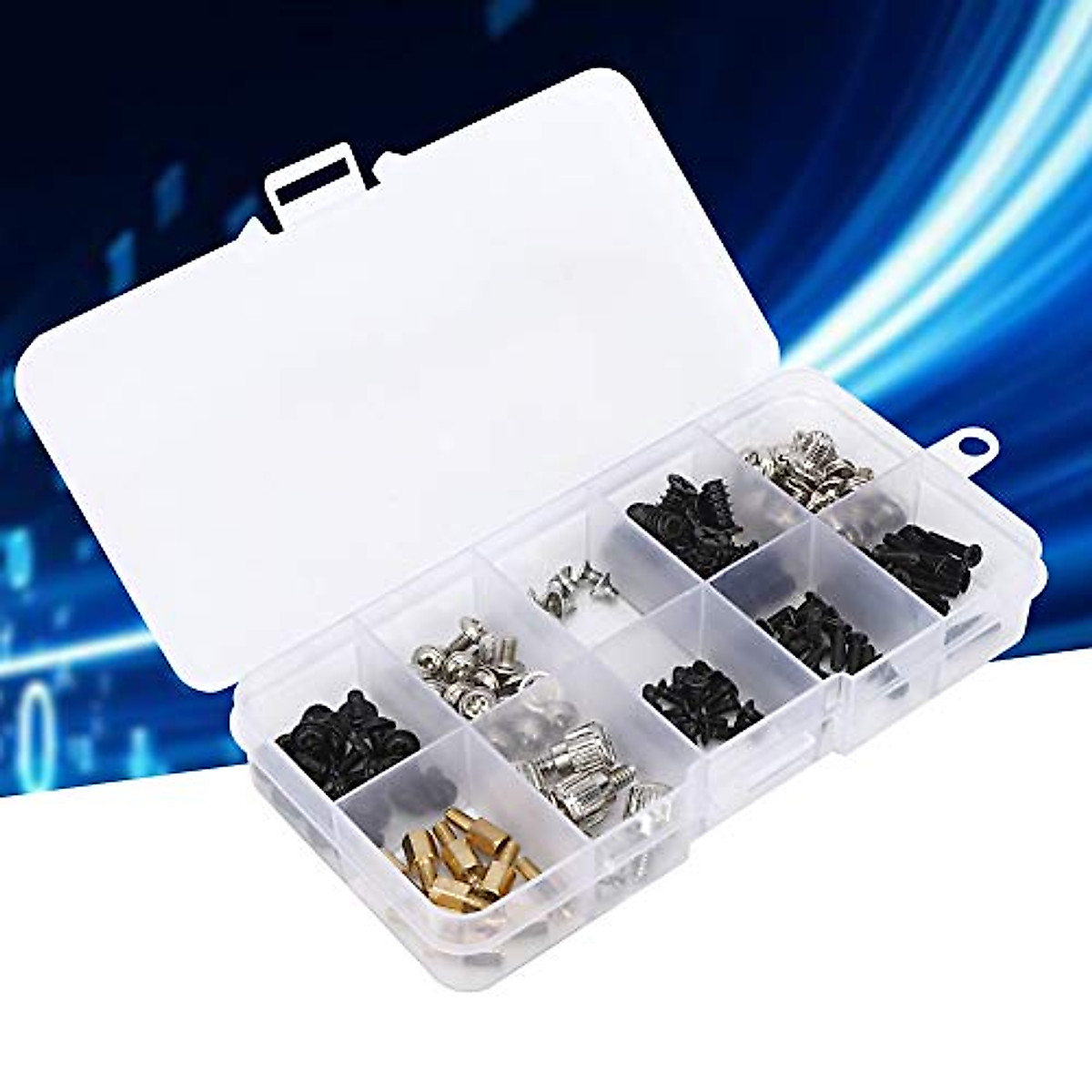 Mounting Screw Kit, Standard Size Metal Screws Assortment High Strength Multifunctional 165PCS with Plastic Case for Office Devices