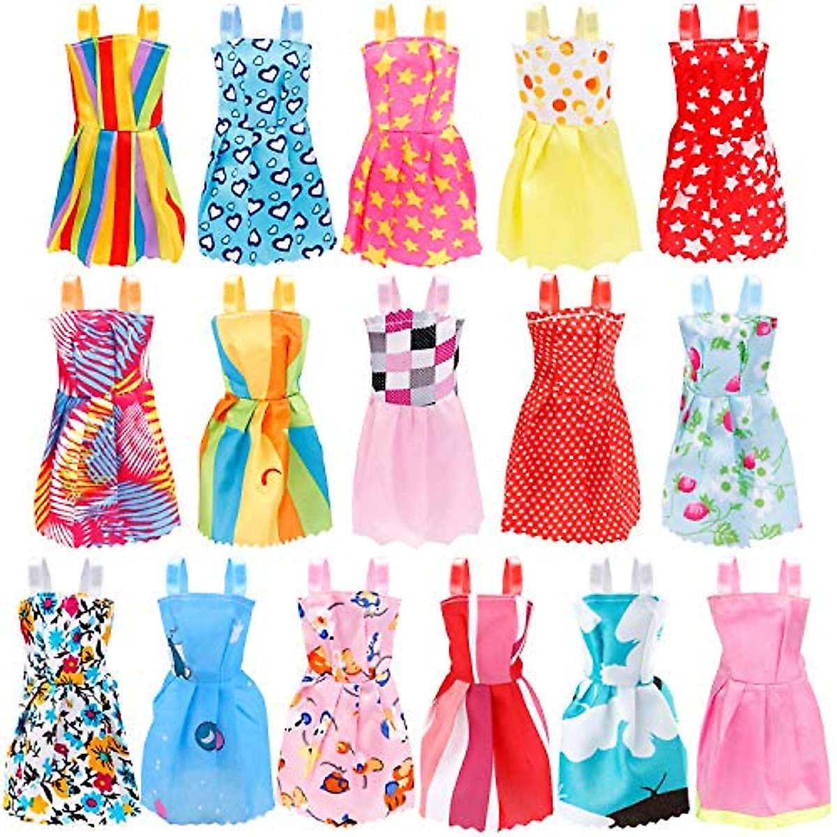 73Pcs Dolls Fashion Set for Dressing up Dolls, Included 18Pcs Wedding Party Outfits Clothes and 55Pcs Doll Accessories Shoes Bags Necklace Girls' Gifts