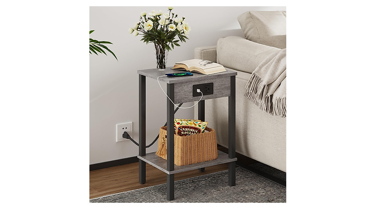 Compact VIMBER Charging End Table Set for Small Spaces