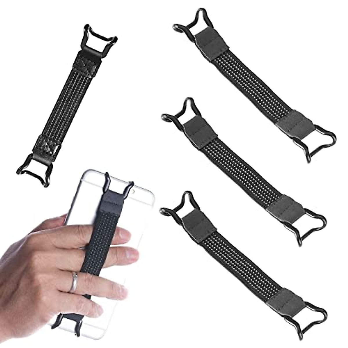 Qoyapow 3 Pack Mobile Phone Security Hand Strap Holder for 5.2-7.5 Inch Smartphones Universal Drop Prevention Elastic Bundle Grip Belt for Kindle Phone 13/12/11/Xr/Xs Max and Other Smartphones