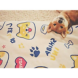 Flannel Fleece Throw Blanket, Cute Shiba Inu Micro Fleece Soft Blanket Throw Blanket