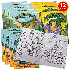 ArtCreativity Dinosaur Coloring Books - Pack of 12-8 Paged Assorted Mini Color Booklets, Fun Goodie Bag Fillers, Dinosaur Birthday Party Favors and Activities for Boys and Girls