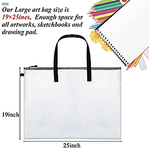 10 Pieces Art Portfolios Bags 19 x 25 Inches Waterproof Art Portfolios Bag Art Posters Storage Bags Art Supply Bags with Zipper and Handle for Artworks,Bulletin Boards,Charts and Teaching Material
