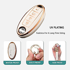 LOCATVE Compatible with Nissan Key Fob Cover, Car Key Cover for Nissan Altima Maxima Armada Rogue Murano Sentra Pathfinder Key Fob Cover 2022 White