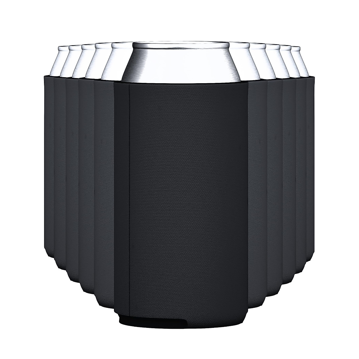 TahoeBay Slim Can Cooler Sleeves (12-Pack) Skinny Tall Cans 12 Oz Bulk Thin Seltzer Fit Sublimation Blanks for Vinyl Plain Blank Foam Beer Bottles Black White Assorted Solid Set (Black)