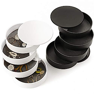 WUWEOT 2 Pack Jewelry Organizer, 360 Degree Rotatable Earring Holder for Girls Women Traveling, 4-Layer Jewelry Box with Lid for Earrings Necklaces Bracelets Rings