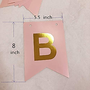 zYoung Pink Happy Birthday Banner Signs Gold Letters Birthday Party Supplies for Birthday Decorations Hanging Decor