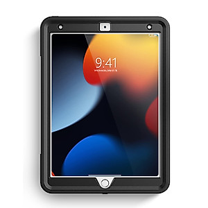 Timecity Case for iPad 9th Generation 10.2 inch 2021, Case for iPad 8th/ 7th Gen 2020/2019, Durable Protection Case with Pencil Holder Folding Stand Smart Cover Auto Sleep/Wake - Black