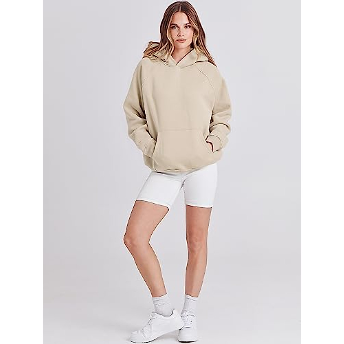ANRABESS Hoodies for Women Fleece Oversized Sweatshirt Long Sleeve Casual Loose Fit Basic Athletic Workout Pullover Sweatshirts Fall Outfits Clothes Preppy Clothing 1025xingse-M Apricot