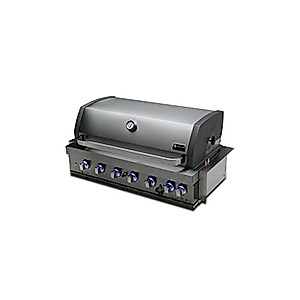 Mont Alpi MABi805 44-Inch 6-Burner 87000 BTU Built-In Stainless Steel Outdoor Kitchen Gas Grill w/ Ceramic Infrared Rear Burner + Rotisserie Kit & Weather Cover