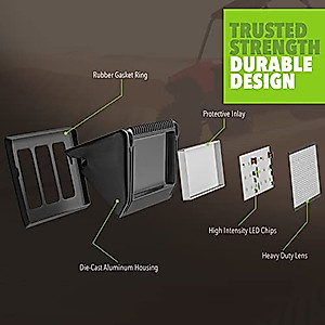 Leisure LED RV Exterior Porch Utility Light - 12v 1450 Lumen 9" Lighting Fixture. Replacement Lighting for RVs, Trailers, Campers, 5th Wheels (Black)