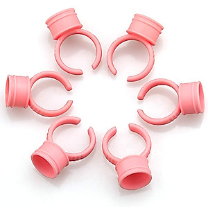 100PCS Disposable Plastic Nail Art Tattoo Glue Rings Holder Eyelash Extension Rings Adhesive Pigment Holders Finger Hand Beauty Tool