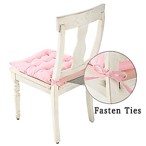 HLOVME Corduroy Chair Cushion with Ties Ultra Soft Warm Floor Cushion for Kids Reading Nook Comfortable Square Seat Cushion for Adult 15.7”x15.7”, Pink