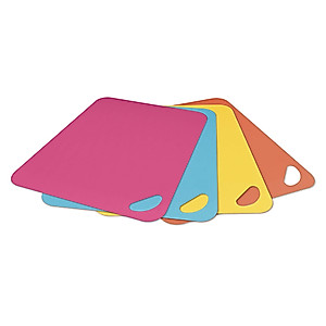 Dexas Heavy Duty Cutting Board Grippmat, Flexible Cutting Boards for Kitchen, Set of 4, Non Slip Plastic Board Cutting Mat 11.5 by 14 inches, Bright Blue, Yellow, Orange and Pink Set Kitchen Gadgets