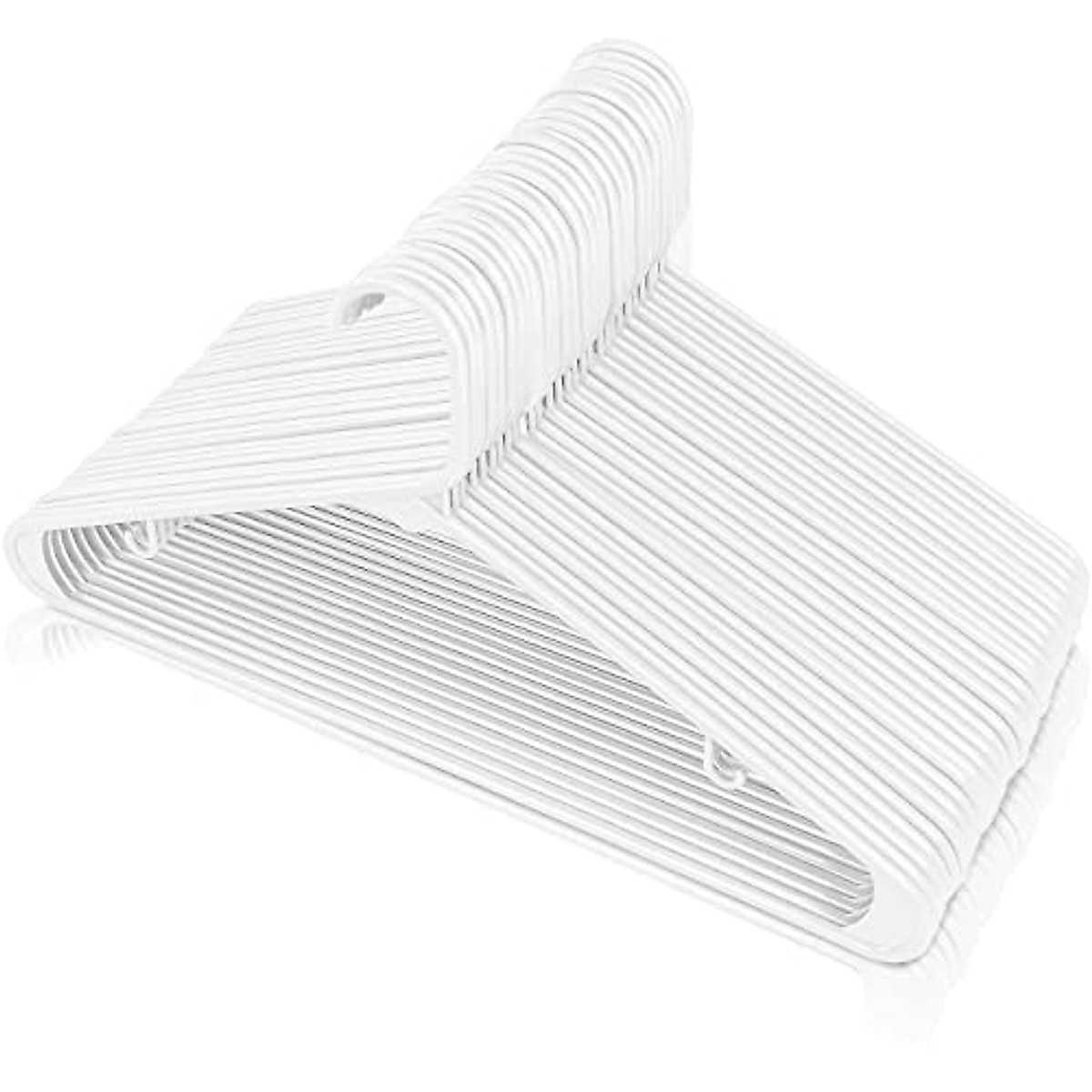 Utopia Home Plastic Hangers 100 Pack - Hangers 50 Pack with Shoulder Grooves & Hangers 50 Pack with Hooks - White Clothes Hangers