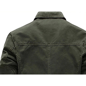 chouyatou Men's Casual Three-Button Stripe Lined Cotton Twill Suit Jacket (Medium, Army Green)