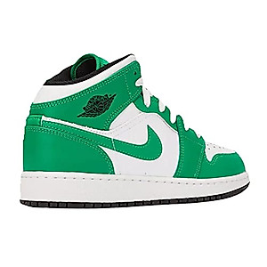 Nike Air Jordan 1 Mid Big Kids' Shoes Size- 6.5,Lucky Green/Black-white