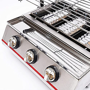 Portable Gas Grill, 2/3-Burner LPG Gas BBQ Grills Tabletop Smokeless Outdoor Barbecue Cooker, 2800Pa  Propane Burners - Adjustable Height|2/30,000 BTU (3 Burner)