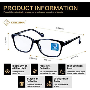 K KENZHOU Blue Light Blocking Glasses/Computer Glasses 2 Pack for Women/Men Computer Reading/Gaming/TV/Phones Glasses,Anti Eyestrain & UV Glare(C1,C2)