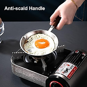 Luqeeg Stainless Steel Frying Pan, Mini Non Stick Fry Egg Pan, Compatible with Induction Stoves, Gas Stoves, Skillet with Ergonomic Handle for Household & Restaurant (16CM)