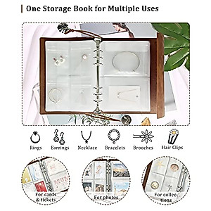 Jewelry Storage Book, PU Leather Travel Jewelry Organizer with Anti-drop Pockets, Portable Earrings Travel Album with Transparent Jewelry Bags for Rings, Bracelets(70 Grids+70 Anti-Oxidation PVC Bags)