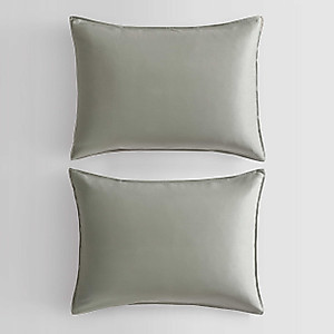 Calvin Klein - Queen Duvet Cover Set, Organic Cotton Sateen Bedding, Luxuriously Soft Home Decor, GOTS Certified (Organic Earth Dusty Olive, Queen)