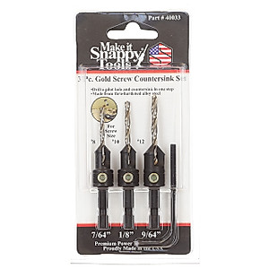Make it Snappy Tools Quick-Change 3-Pc. Countersink Drill Bit Set. Proudly Made in The USA.