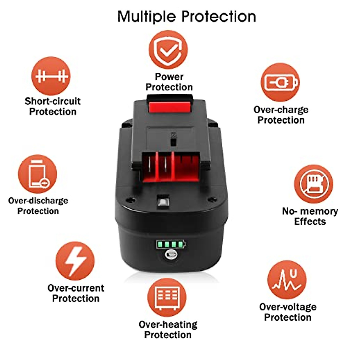 【Lithium-ion | NOT Ni-Mh】 3000mAh 18V Replacement Battery for Black and Decker 18V HPB18 HPB18-OPE 244760-00 A1718 FS18FL FSB18 Firestorm Cordless Power Tools Lithium Battery