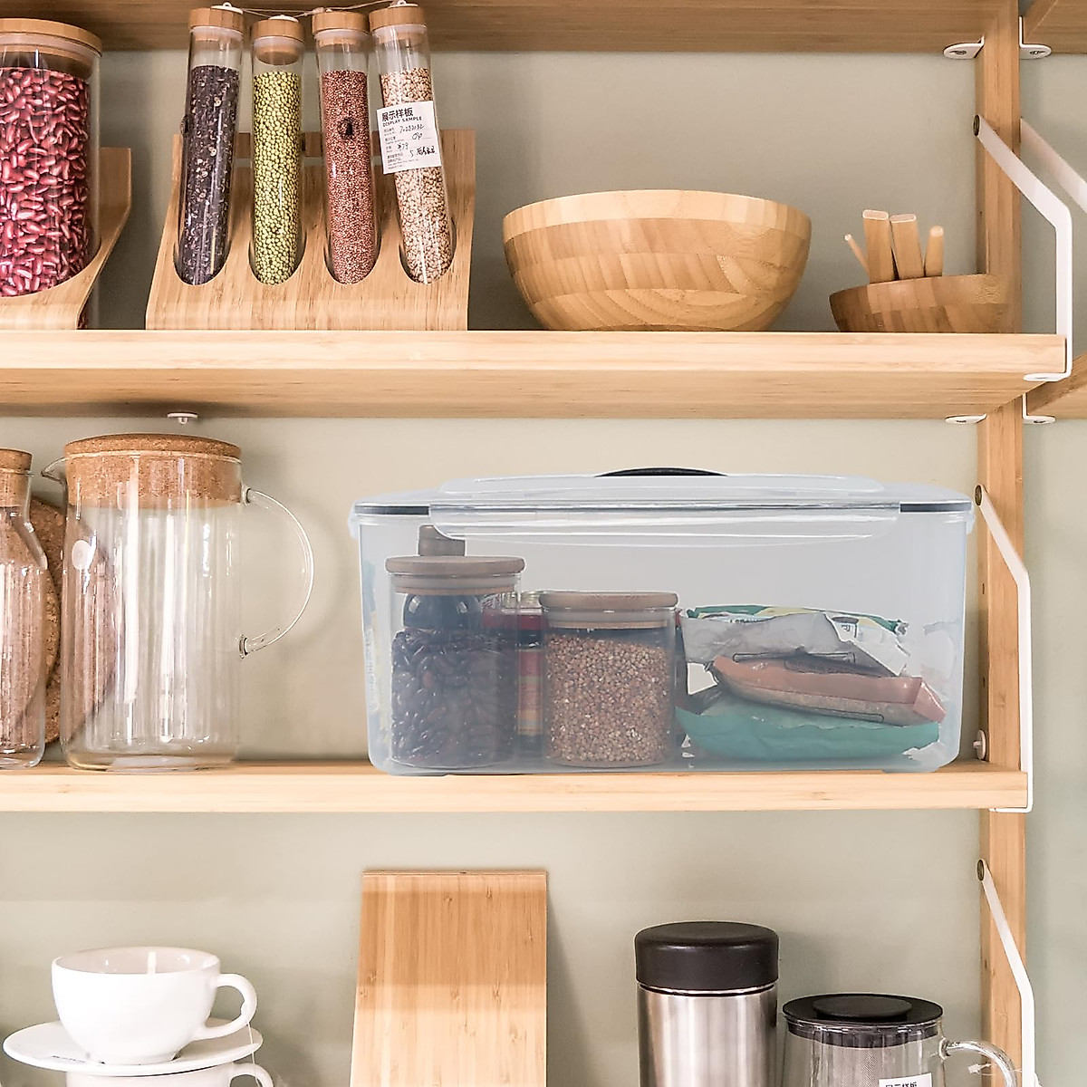 Dehouse 15 L Airtight Rectangular Food Storage Container with Top Handle, Set of 4 Plastic Clear Food Storage Container with Latch Clip