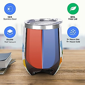 silichee 12 Oz Stainless Steel Insulated Tumblers with Lid Horizontal Background with Colorful Gerbera Flowers Insulated Tumblers Vacuum Coffee Mugs for Hot and Cold Drinks,Wine,Coffee