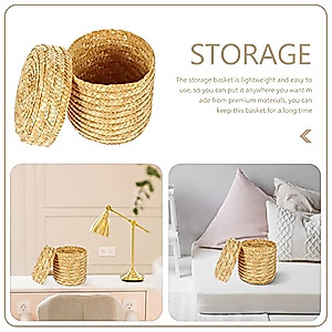 Hemoton 2pcs Wicker Baskets with Lids, Nautral Seagrass Storage Baskets, Multi- use Storage Basket Woven Rectangular Basket Bins, Rattan Storage Organizer