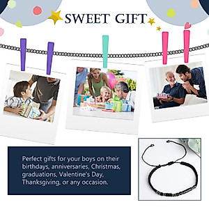VOHIVI To My Son Bracelet from Mom,Morse Code Bracelets with Engraved Wallet Card,Adjustable Handmade Mens Beaded Bracelets easter basket stuffers