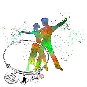 PLITI Ballroom Dance Gift Ballroom Dancer Gift Dance Teacher Appreciation Gift I Dance In Heels What's Your Superpower Bracelet (dance in heels bg)