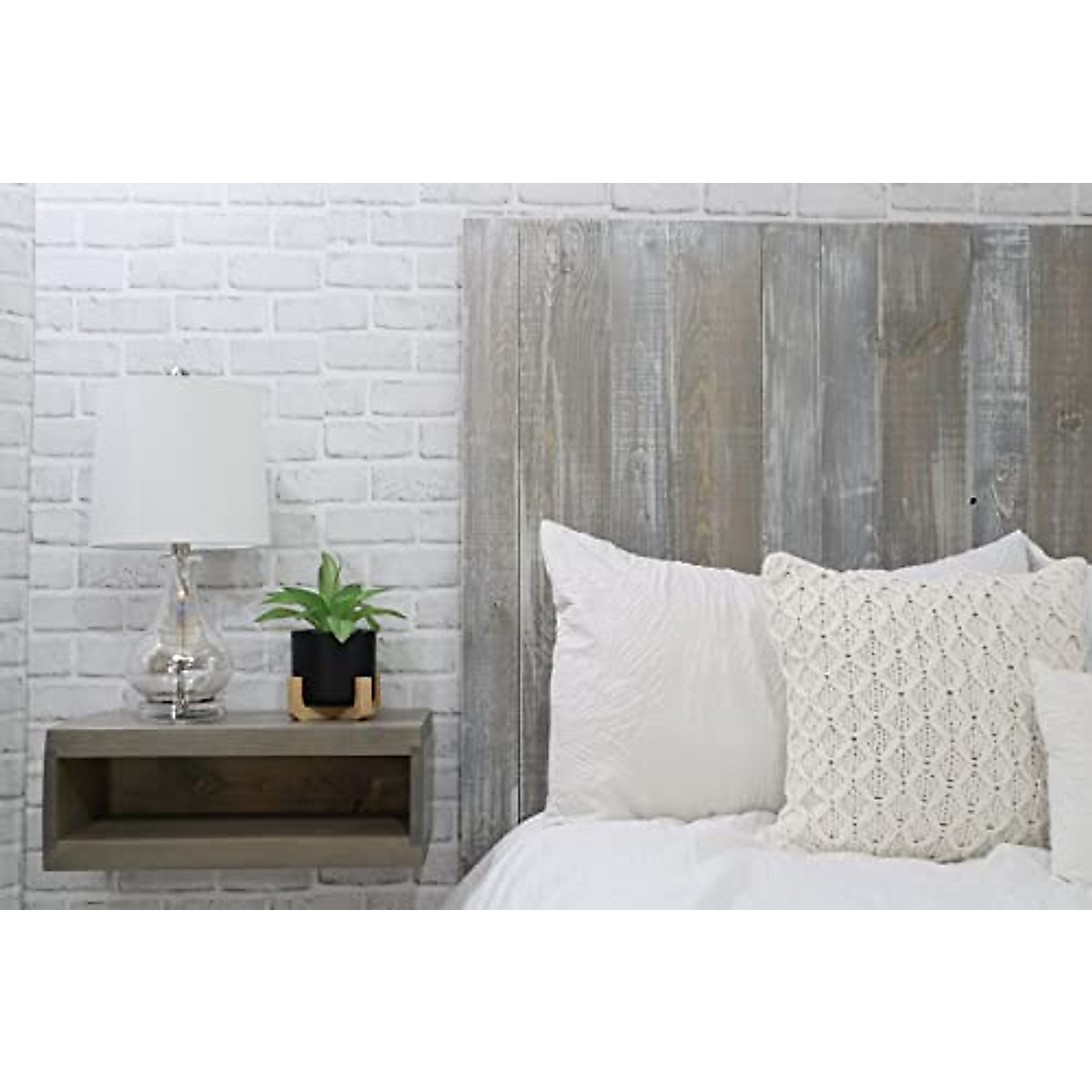 Barn Walls Graywash Headboard Handcrafted, Colorwash Solid Wood Headboard, Leans and Sticks on Wall, Smooth Finish, Anti-Shake Rattle Free, Queen Size