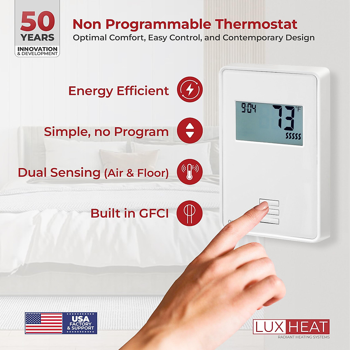 LuxHeat 80 Sqft Mat Kit, 120v Electric Radiant Floor heating System for Under Tile & Laminate. Floor Heat Kit Includes Heating Mat, Alarm, OJ Microline Non Programmable Thermostat with GFCI & Sensor