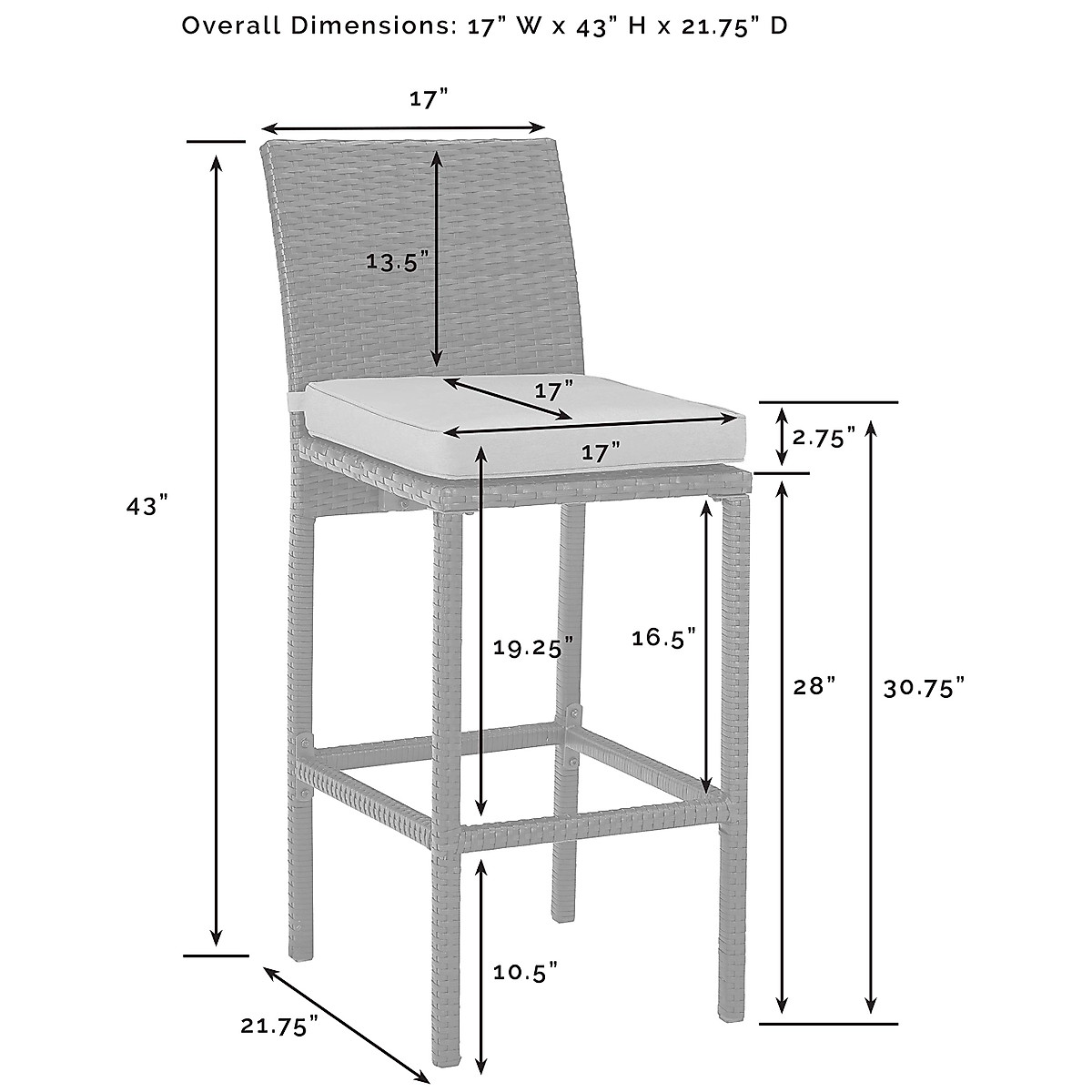 Crosley Furniture Palm Harbor Wicker Outdoor Bar Stools, Set of 2, Patio Furniture for Backyard, Balcony, Brown with Sand Cushion
