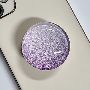 WUYULB Clear Crystal Collapsible Expandiing Mobile Phone Grip Stand Holder for Smartphones and Tablets Cell Phone Accessory (Purple Glitter)