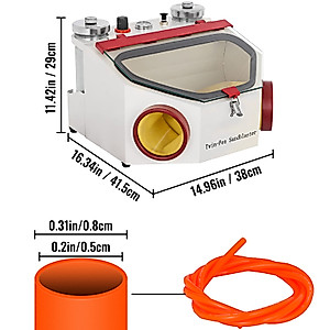 Vevor Sandblaster, Professional Lab Sandblaster With 2 Pens & 2 Tanks, Dental Sandblasting Equipment With Led and Glass Window for Surface Treatment of Materials