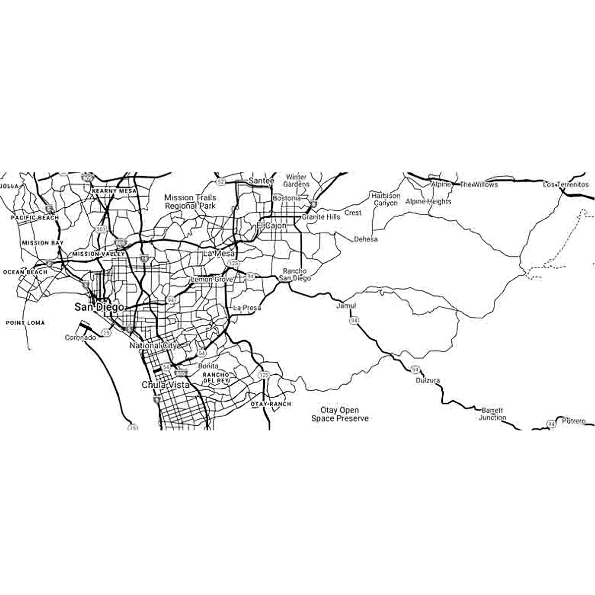 16 oz Tall Stemmed Wine Glass for Red or White Wine Wrap Around City Map San Diego, CA California