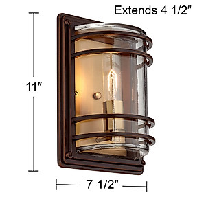 John Timberland Habitat Modern Outdoor Wall Light Fixtures Set of 2 Bronze 11" Clear Glass Shade for Exterior Barn Deck House Porch Yard Patio Outside Garage Front Door Garden Home Roof Lawn
