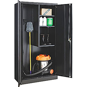 Global Industrial Unassembled Janitorial Cabinet, 36x18x72, Black