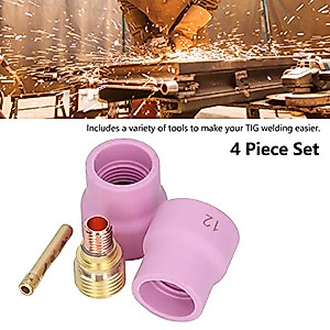 TIG Welding Accessory, Standard Design 4Pcs Welder Ceramic Nozzle Copper Wide Application Easy Installation Durable for 25 Water Cooled Weld Gun