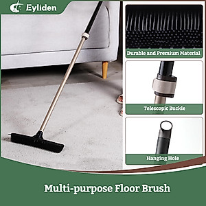 Eyliden Carpet Rake for Pet Hair Removal, 2-in-1 Rubber Broom with Squeegee and 54’’ Telescopic Long Handle, Fur Pet Hair Removal Broom for Carpet Rug Floor Hardwood Tile