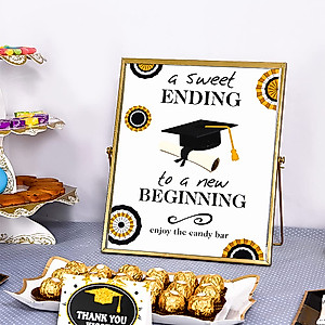 HERZOME Graduation Candy Bar Decorations 2022 Graduation Banner and Candy Bar Buffet Sign (Unframed) with 12 Label Tent Cards Set