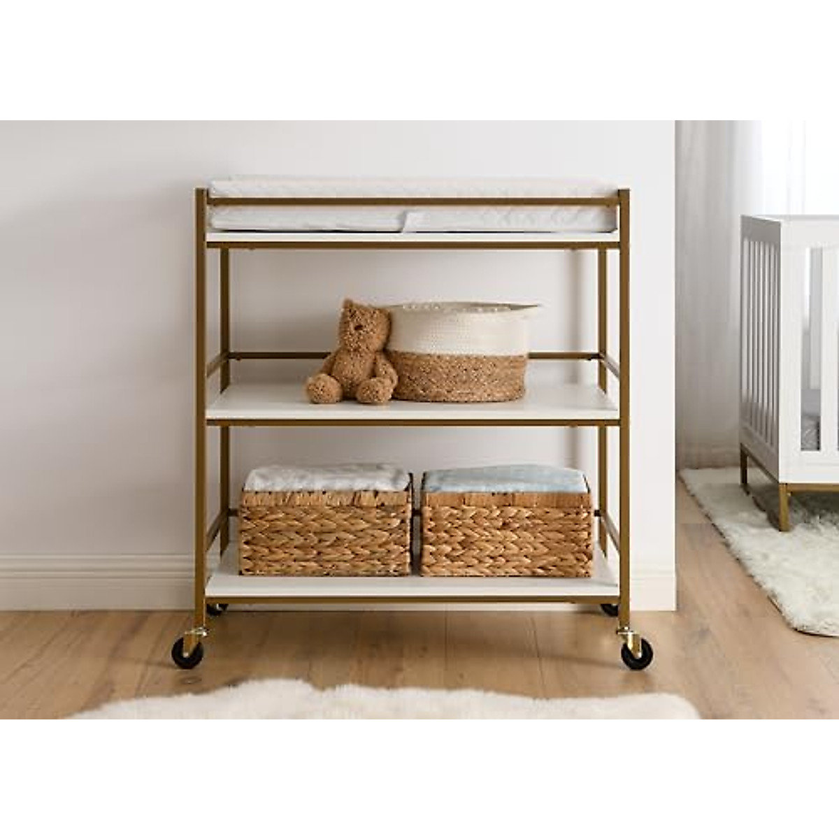 Delta Children Jade Changing Table/Cart, White Melamine/Bronze