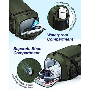 Gym Bag for Men & Women, BAGSMART Sports Travel Duffel Bag Carry-on Bag, Lightweight Weekend Overnight Bag with Shoe Compartment & Wet Pocket, Water-resistant Workout Duffle Bag for Travel Gym -Green